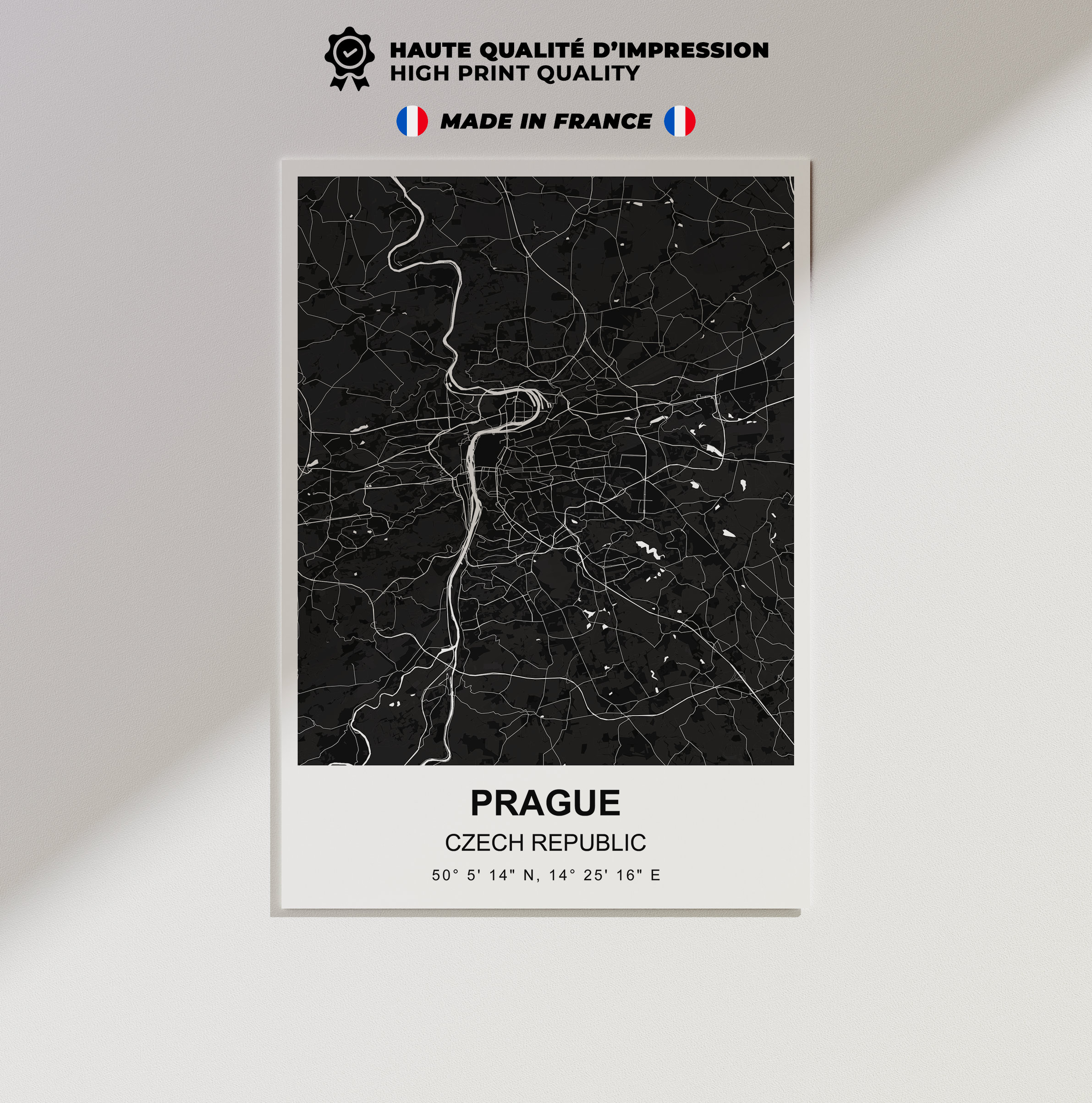 Geographic Map of Prague World Map Custom City Map Location - Etsy UK