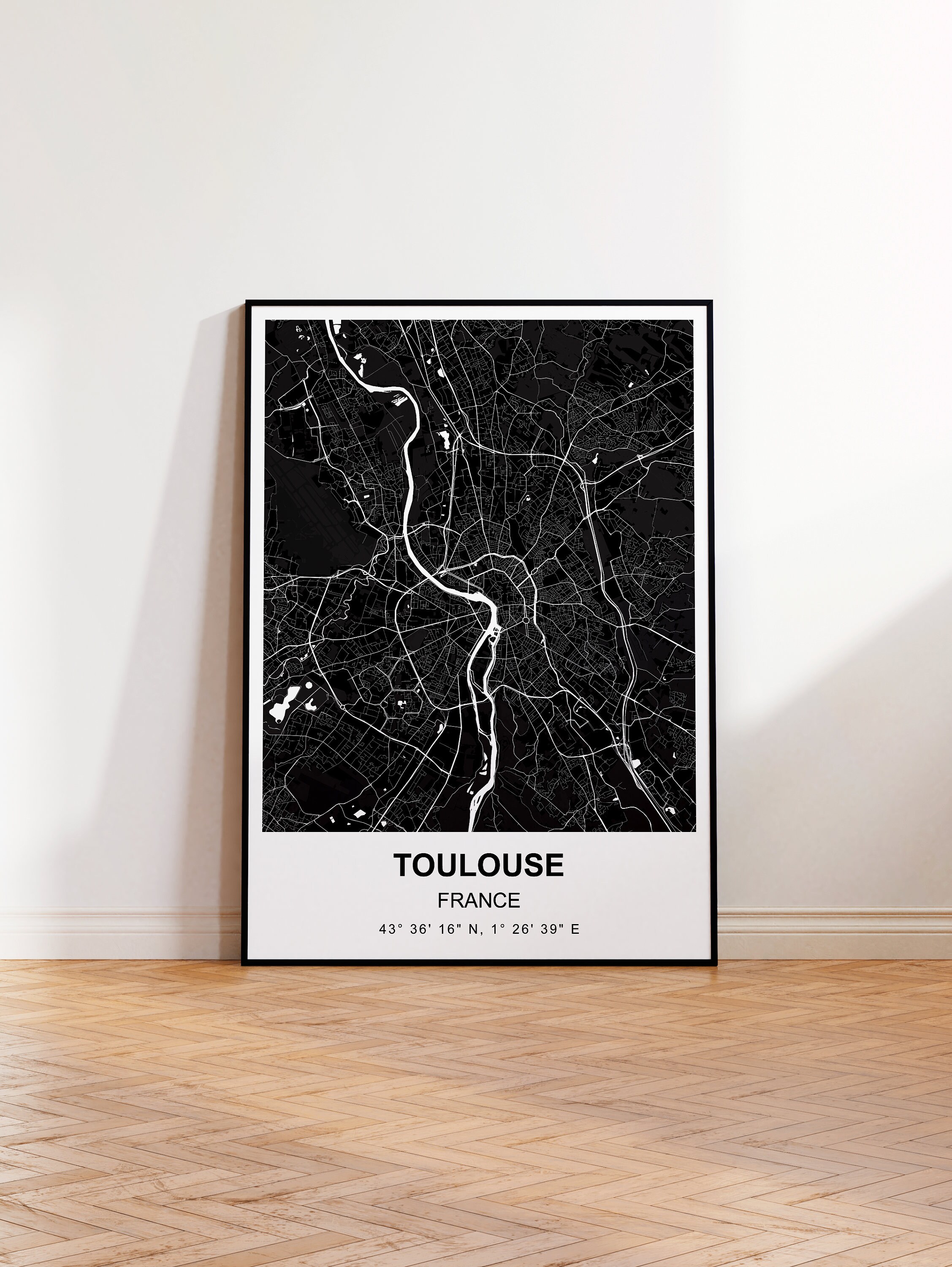 Geographic Map of Toulouse World Map Custom City Map - Etsy