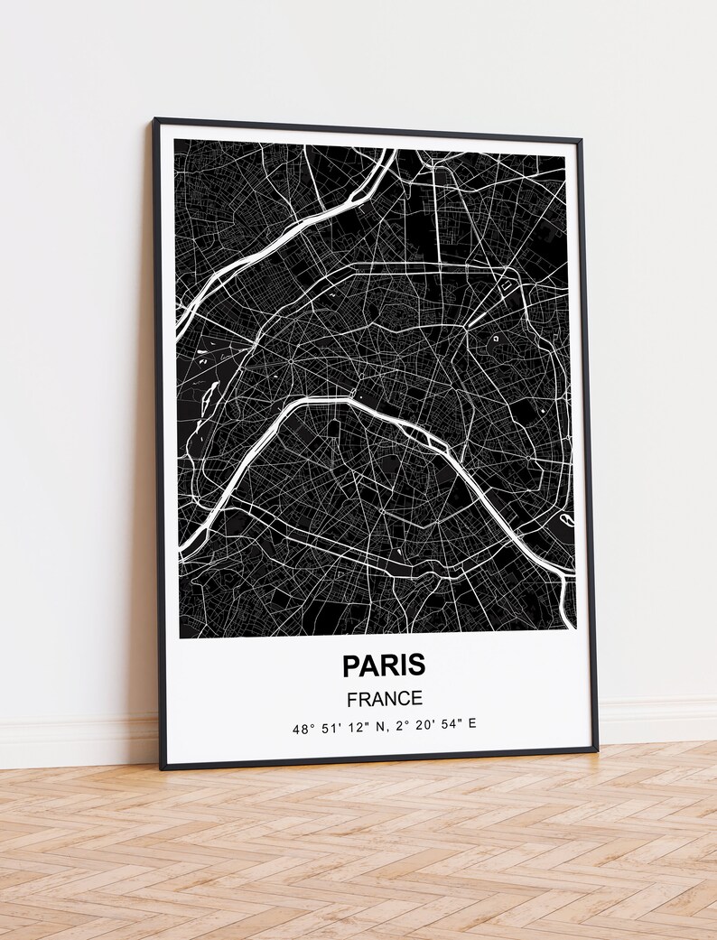 Geographic Map of Paris World Map Personalized City Map - Etsy