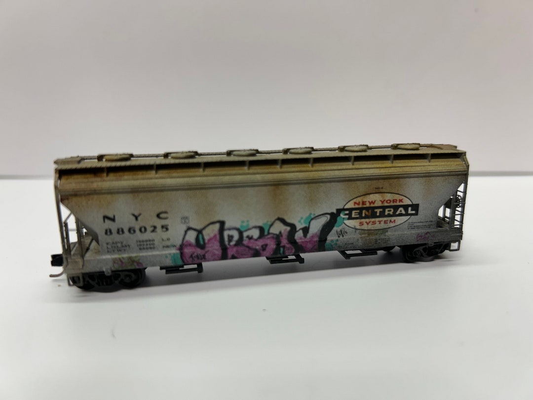 Custom Painted N Scale Hopper Model Train Car With Graffiti and ...