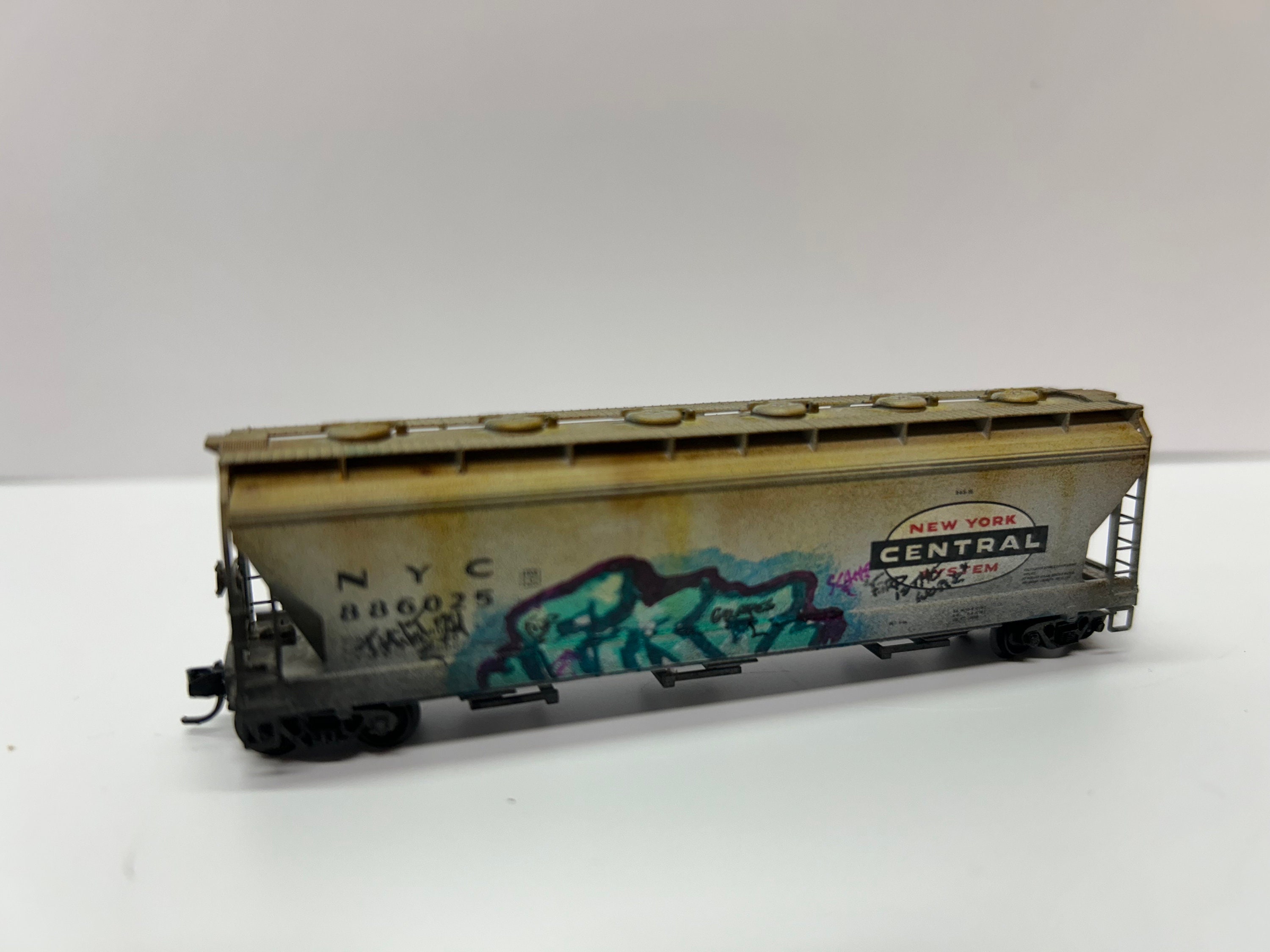 Custom Painted N Scale Hopper Model Train Car With Graffiti and ...