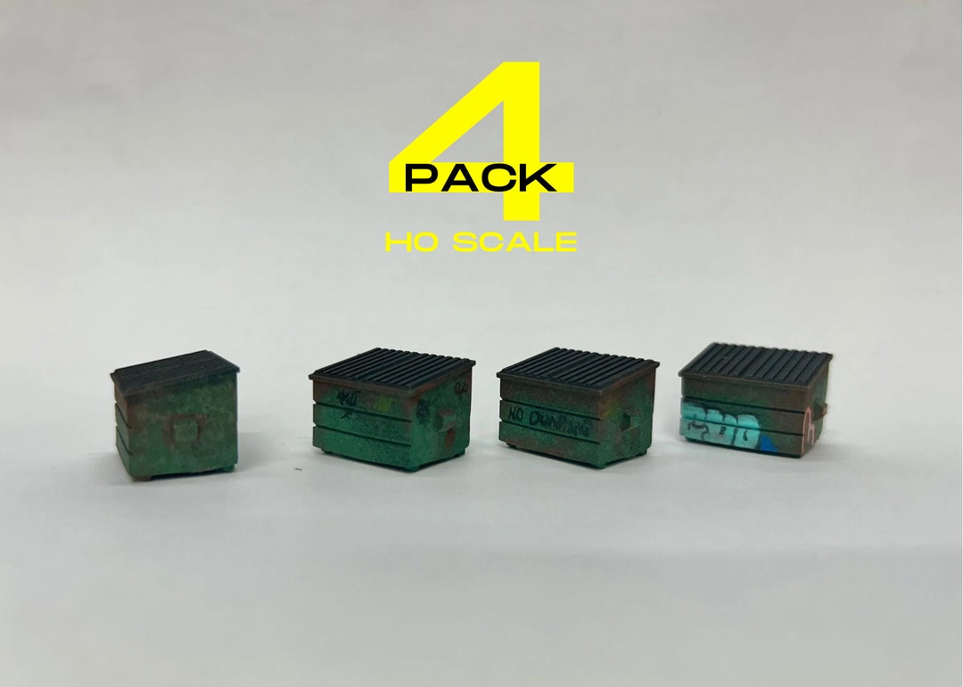 4 Pack of Custom Painted HO Scale Model Train Dumpsters With Graffiti ...