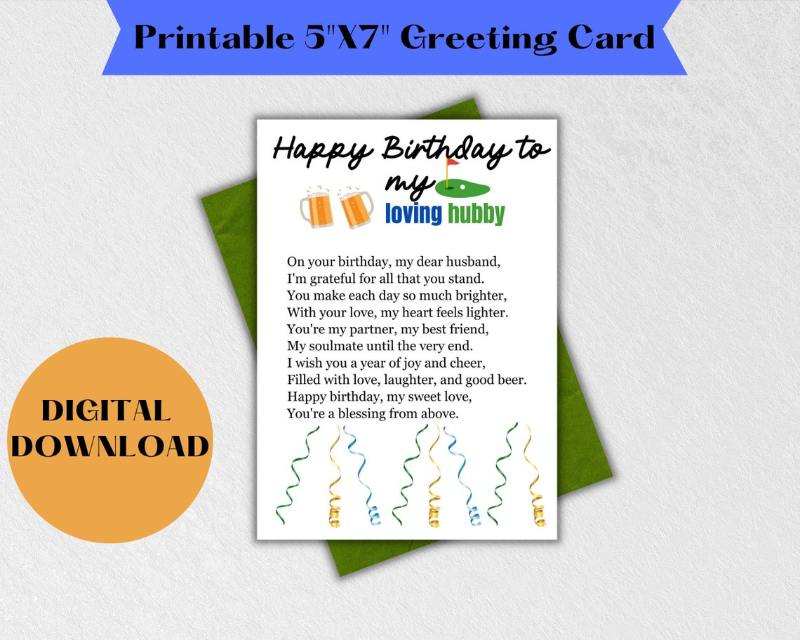 Digital Birthday Card Poem Printable PDF for Birthday for - Etsy