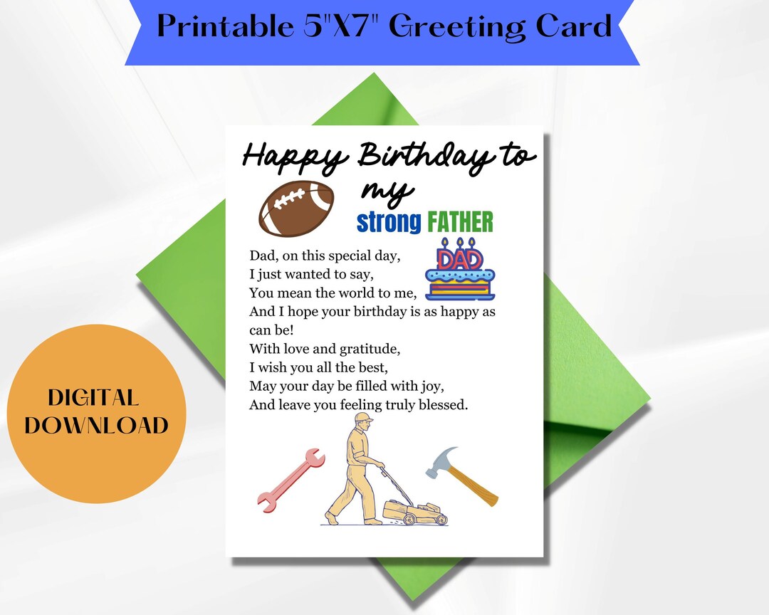 Digital Birthday Card Poem Printable PDF for Birthday for - Etsy