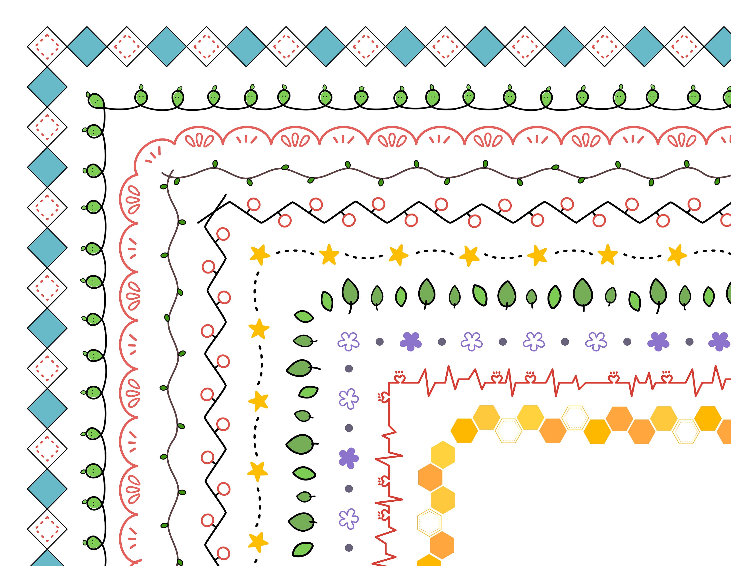 Colored Digital Borders Decorators - Etsy