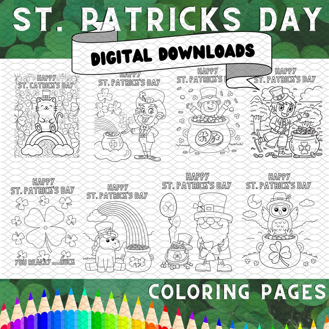 St. Patrick's Day Coloring Book Pages (pack of 8) | Teachers Coloring ...