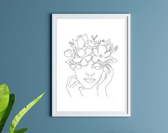 Isla - Woman Line Art | Woman Line Drawing | Woman Line Wall Art Print ...
