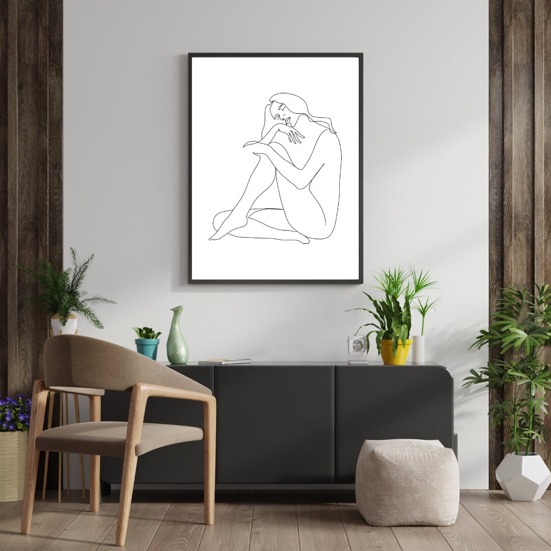 Nova Woman Line Art Woman Line Drawing Woman Line Wall Art Print ...