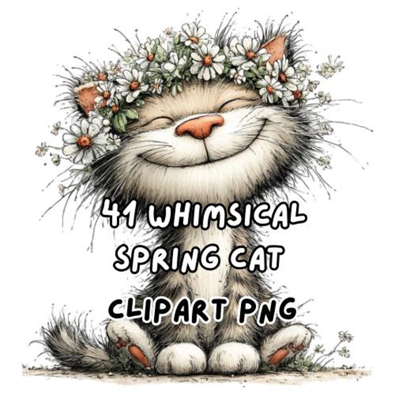 41 Whimsical Spring Cat Clipart Png - Etsy