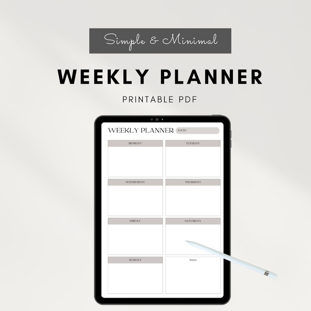 Digital Weekly Planner for Goodnotes, Notability, Minimalistic Digital ...