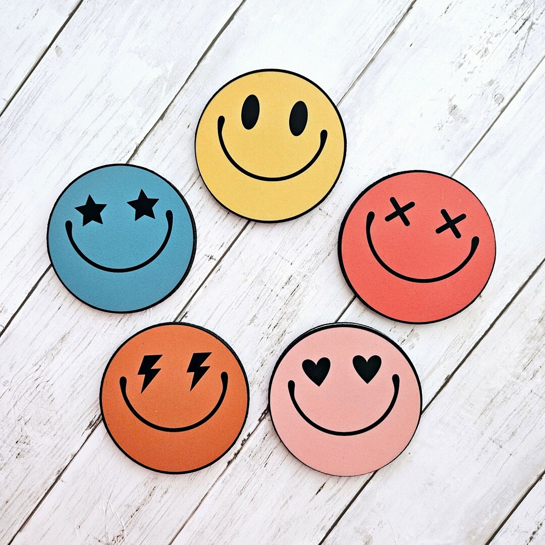 Colorful Smilie Face Coasters 5 Pack. Great for Any Home or Office ...