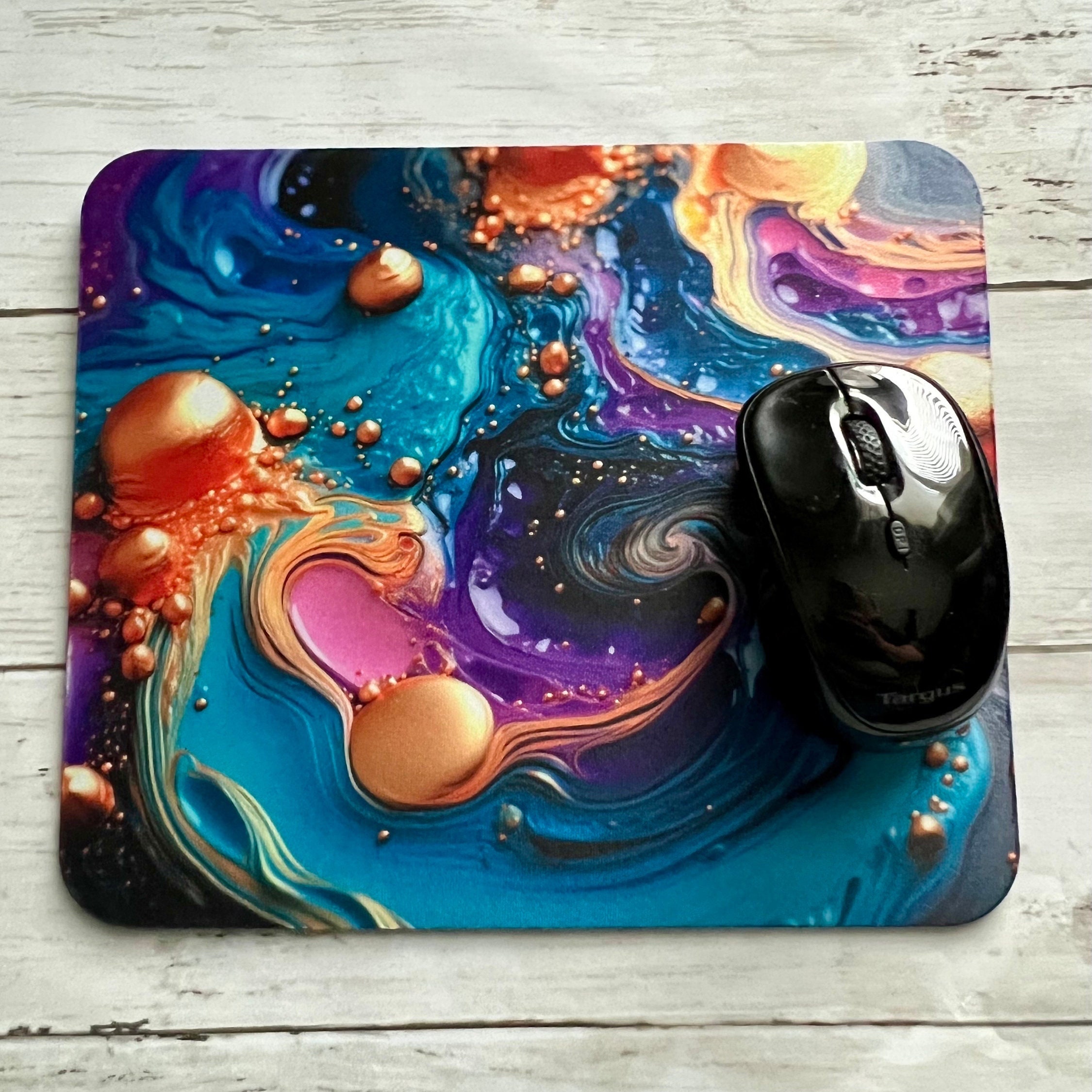Abstract Acrylic Paint Design Rectangle Mouse Pad Contemporary Desk ...