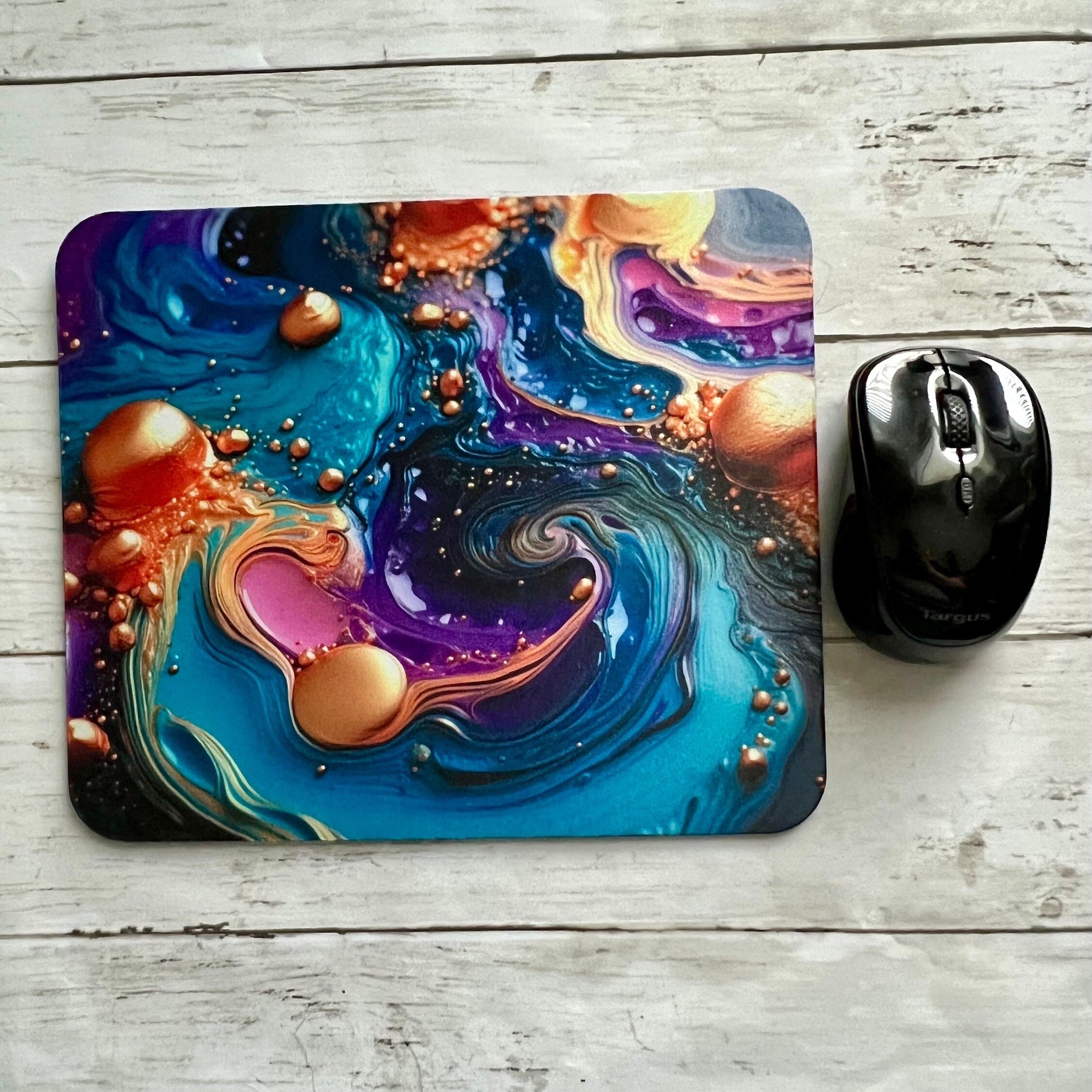 Abstract Acrylic Paint Design Rectangle Mouse Pad Contemporary Desk ...