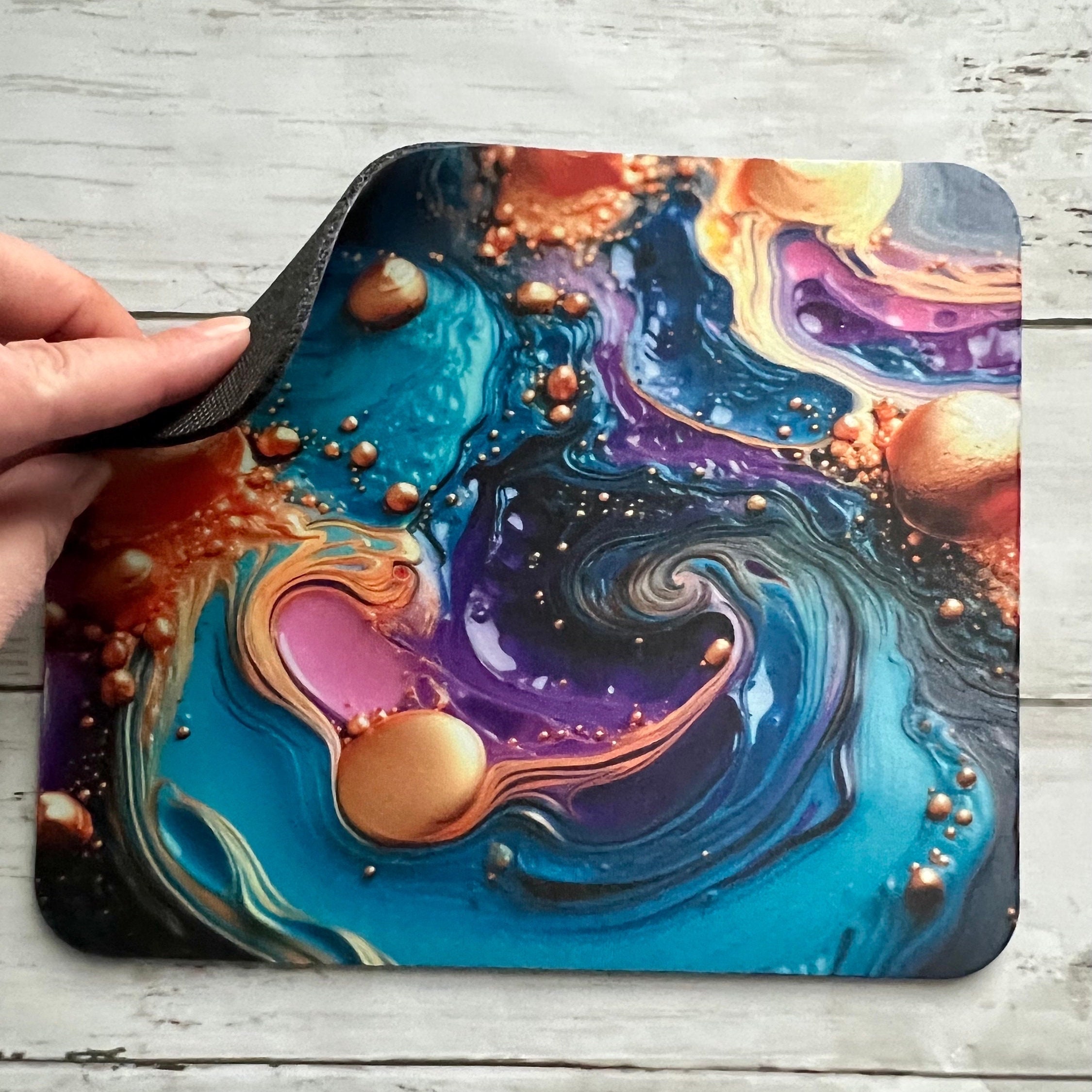 Abstract Acrylic Paint Design Rectangle Mouse Pad Contemporary Desk ...