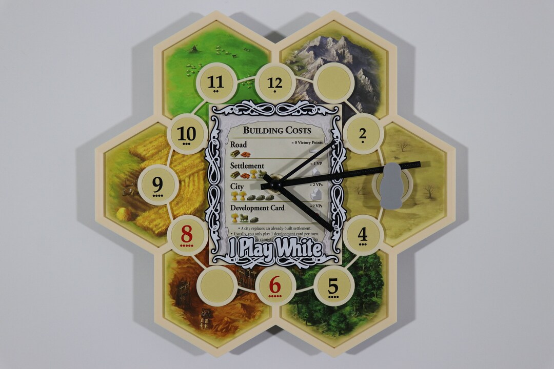 Settlers Game Room Clock Favorite Color I Play White Edition - Etsy