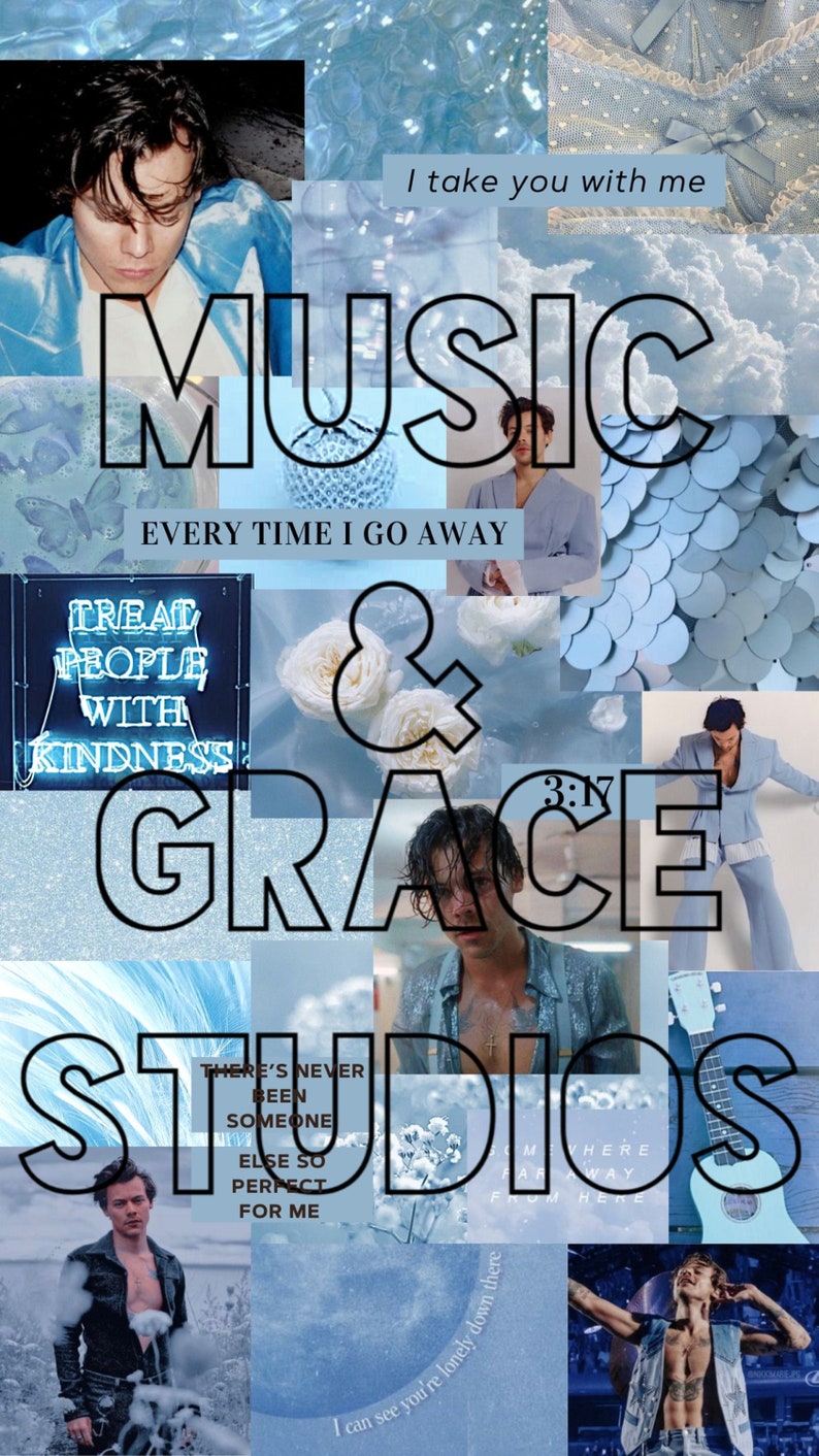 Harry Styles Baby Blue Aesthetic Phone Wallpaper - Etsy