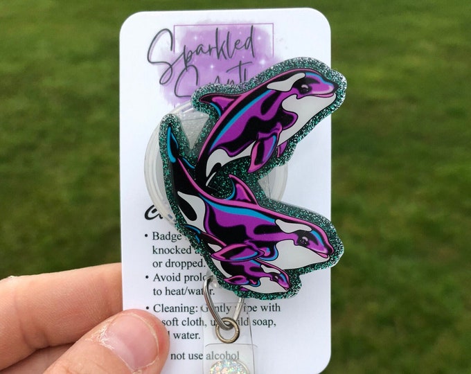 LF Inspired Orcas, Cute Dolphin Badge Reel, 90's Nostalgia Badge Reel ...