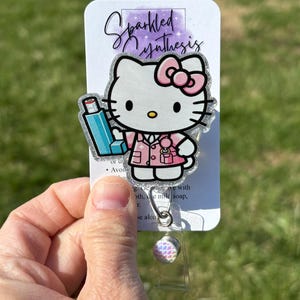 Nurse Kitty With Inhaler, Respiratory Therapist Badge Reel, Pediatric ...