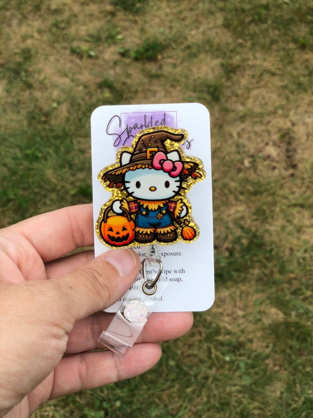 Scarecrow Kitty Badge Reel, Cute Kitty Scarecrow, Retractable Badge ...