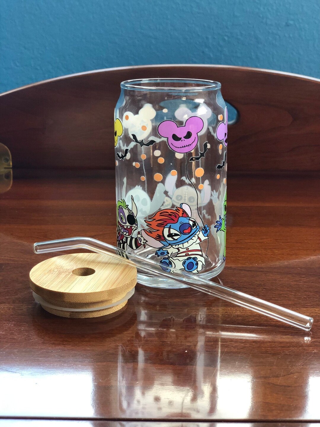 Blue Alien Halloween Glass Beer Can Spooky UVDTF Design 16oz Libbey ...