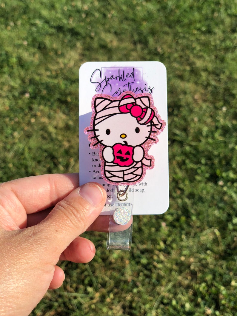 Mummy Kitty Badge Reel, Halloween Nurse Teacher Accessory - Etsy