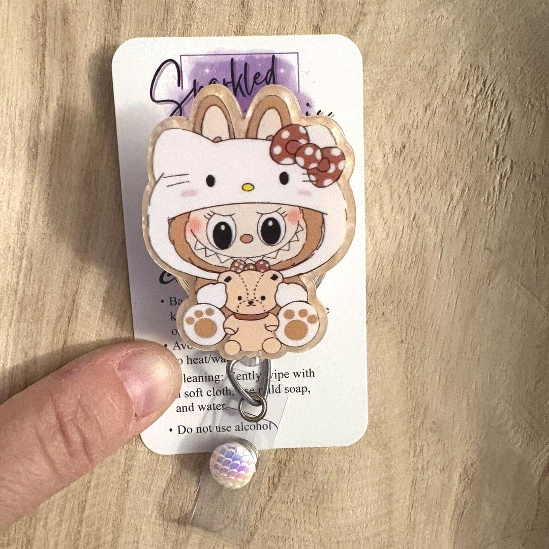 Cute Kitty Badge Reel, Labu Kitty Badge Reel, Nurses Retractable Badge ...