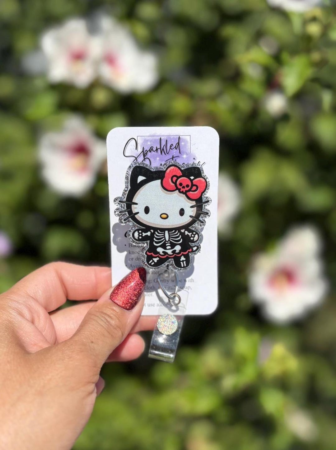 Skeleton Kitty Badge Reel, Cute Kitty Badge Reel, Kawaii Skeleton Badge ...