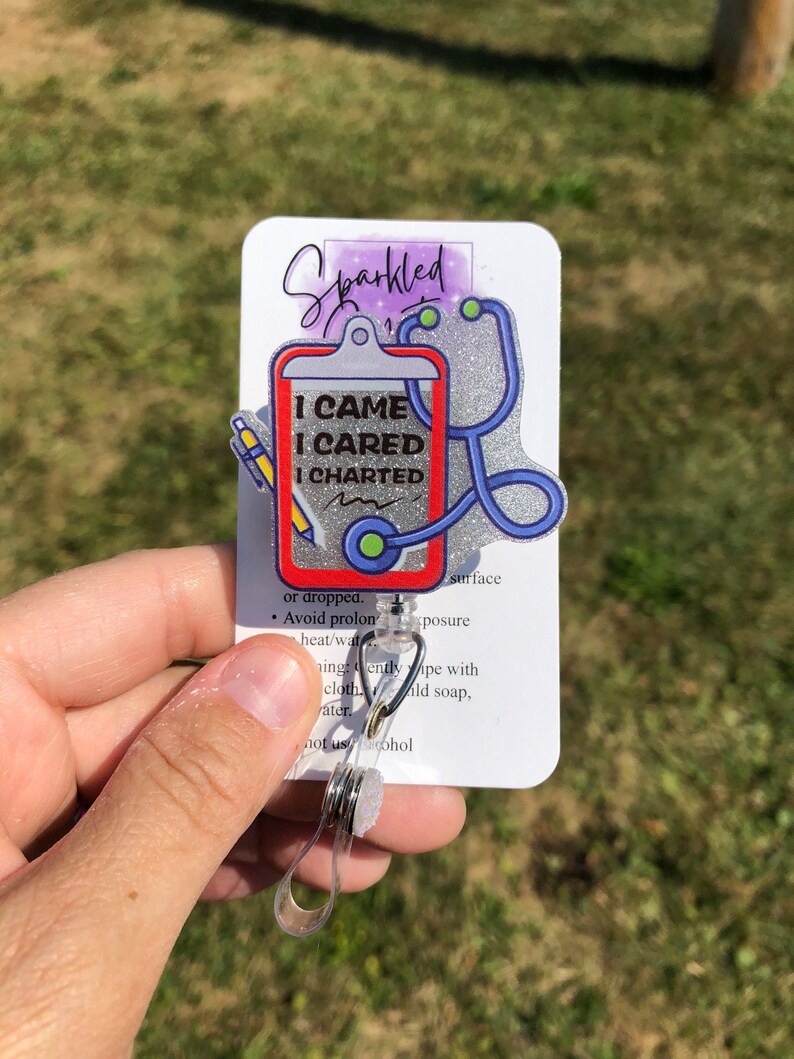 I Came I Cared I Charted Badge Reel, Nurse Retractable Medical Badge - Etsy