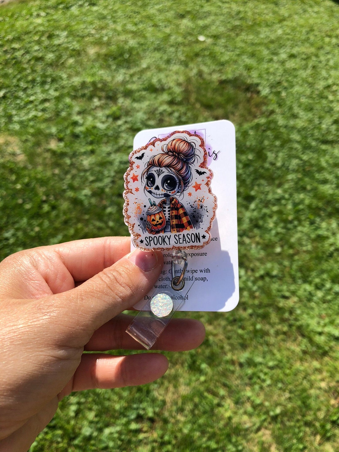 Spooky Season, Skeleton Girl Badge Reel, Halloween Badge Reel, Nurses ...