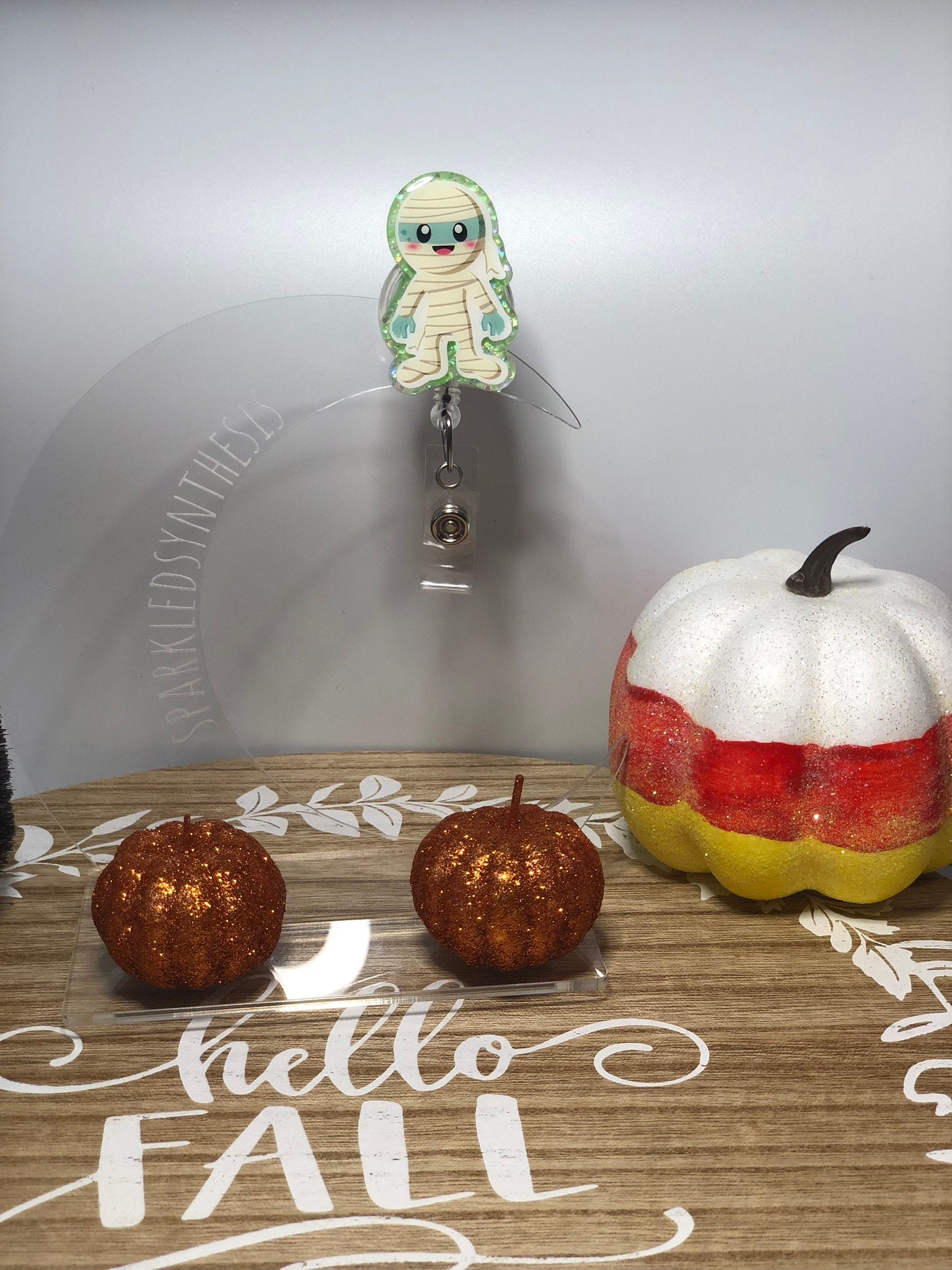 Halloween Mummy Glow in the Dark Badge Reel Mummy Badge ID Holder ...