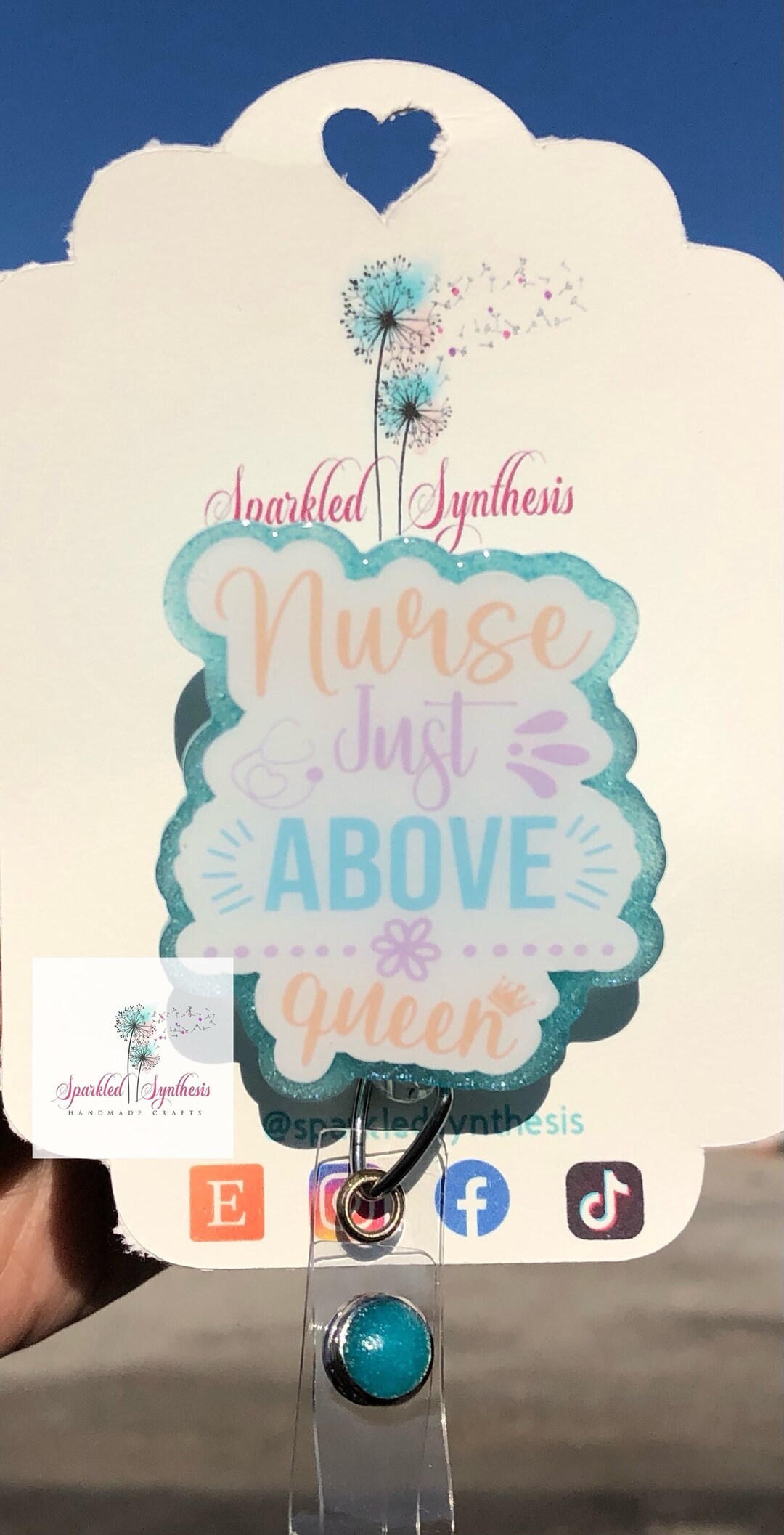 Nurse Badge Reel, "nurse Just Above Queen", Glitter Healthcare ID - Etsy