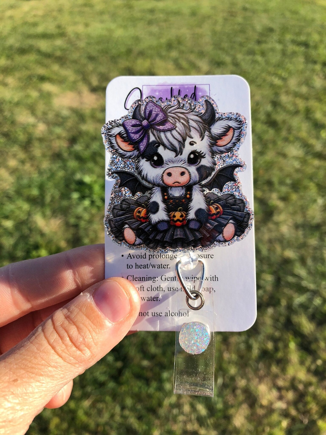Halloween Highland Cow, Highland Cow Badge Reel, Cow Retractable Badge ...