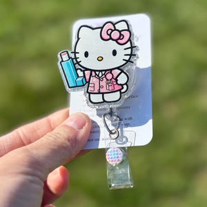Nurse Kitty With Inhaler, Respiratory Therapist Badge Reel, Pediatric ...