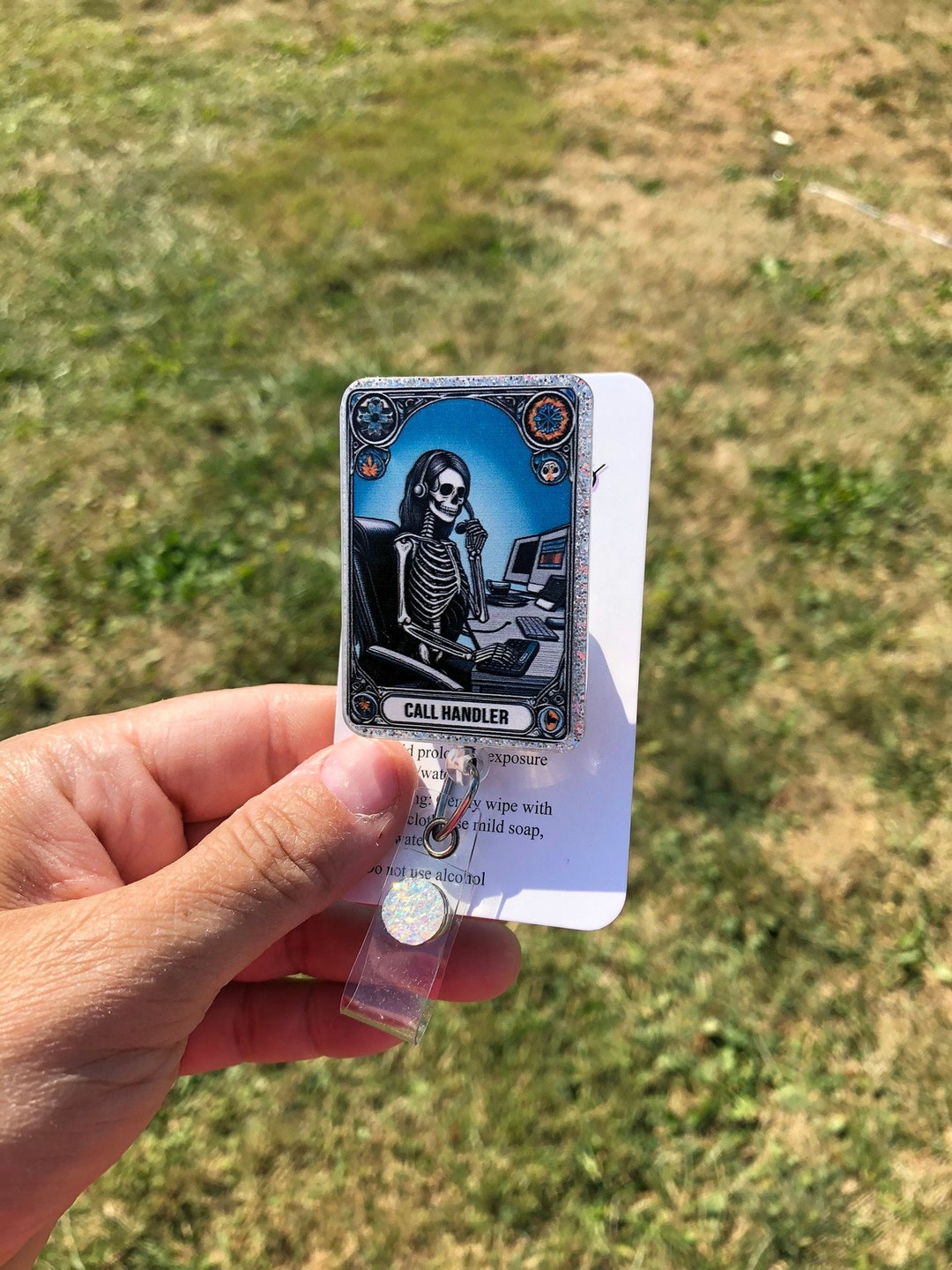 Call Handler, Skeleton Badge Reel, Call Center Worker Badge Reel ...