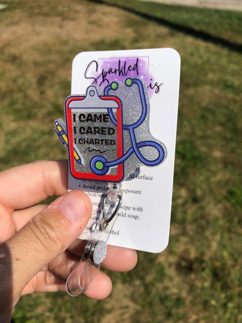 I Came I Cared I Charted Badge Reel, Nurse Retractable Medical Badge - Etsy