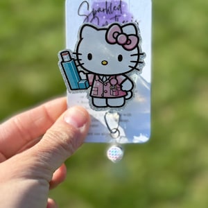 Nurse Kitty With Inhaler, Respiratory Therapist Badge Reel, Pediatric ...