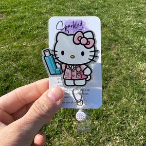 Nurse Kitty With Inhaler, Respiratory Therapist Badge Reel, Pediatric ...