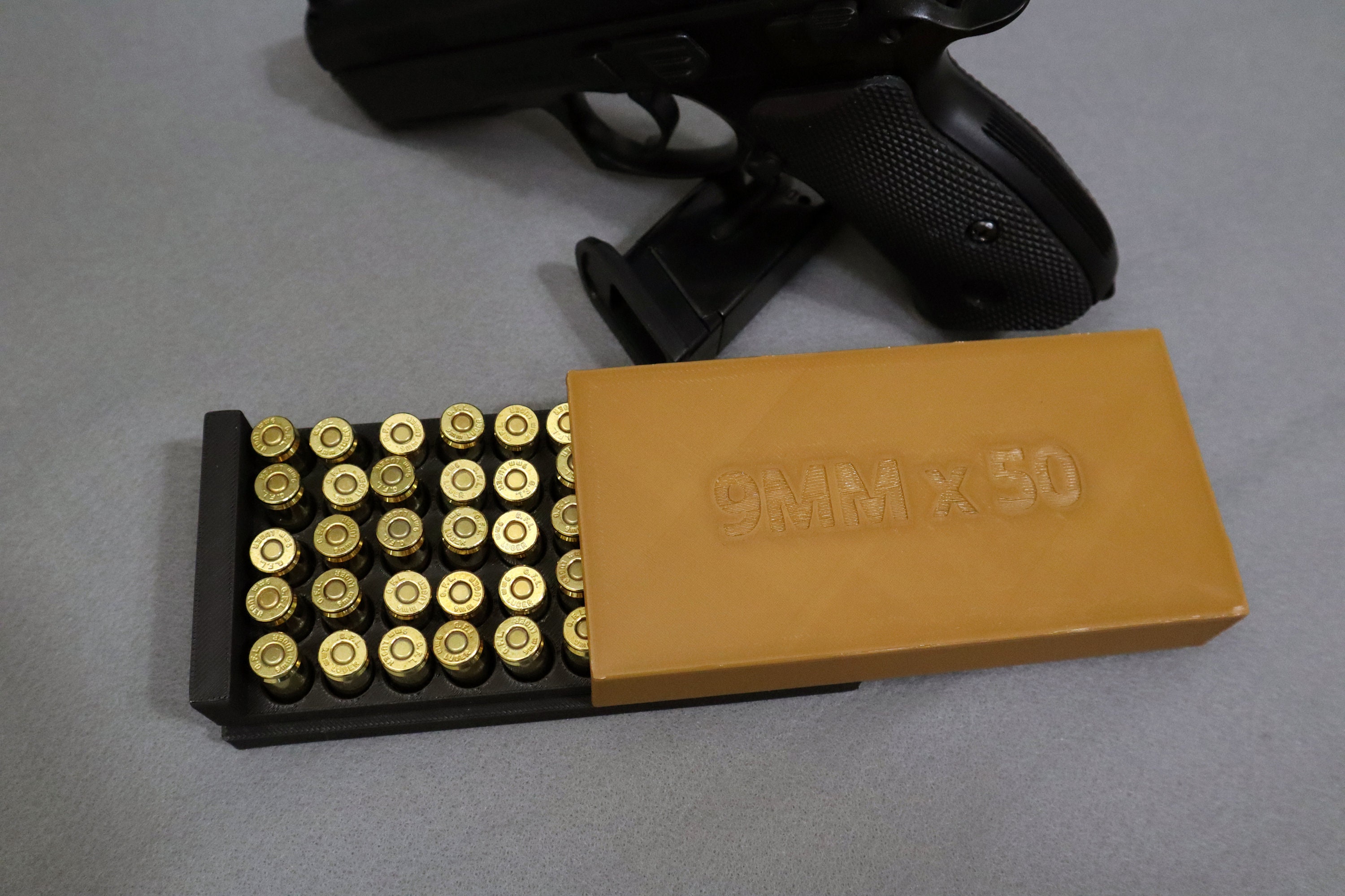 50 Round 9mm Luger Ammo Box Secure Sliding Lid Multiple Colors ...