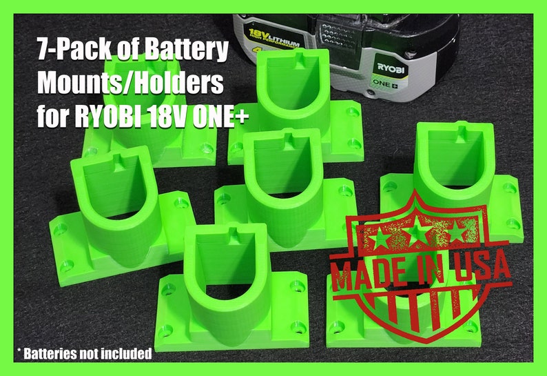 7-pack Battery Holder/mount/bracket | for RYOBI 18V ONE+ Batteries ...