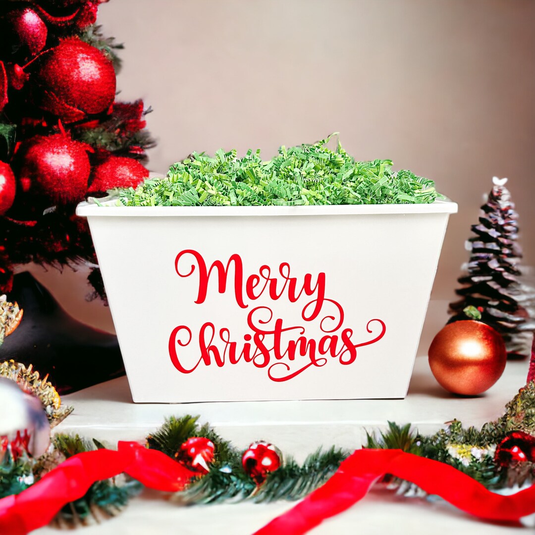 Personalized Plastic Merry Christmas Gift Basket Holiday Xmas Gift Bin ...
