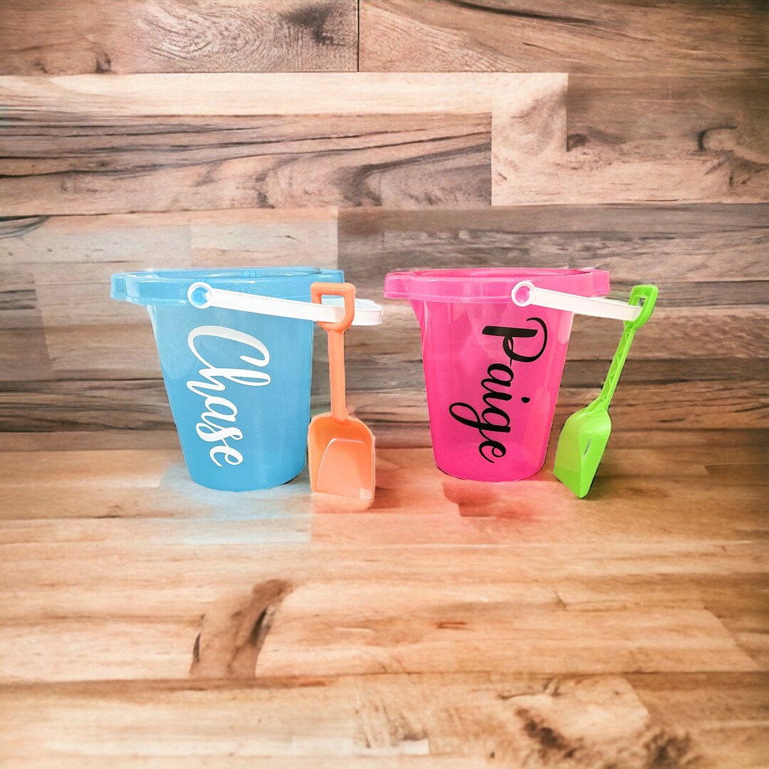 Personalized Name Glitter Plastic Sand Bucket With Shovel Kids Beach ...