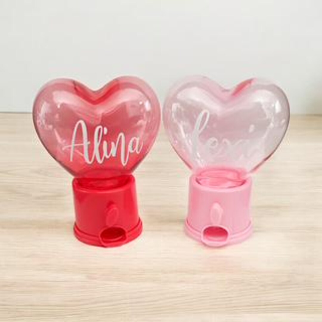 Red Pink Plastic Candy Heart Dispenser - Kids Sweets Valentine's Day ...