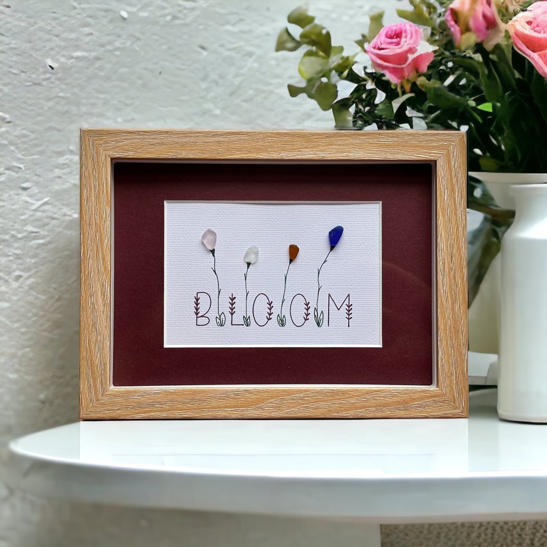 Sea Glass Bloom Garden Flower Picture Plant Pebble Art - Etsy