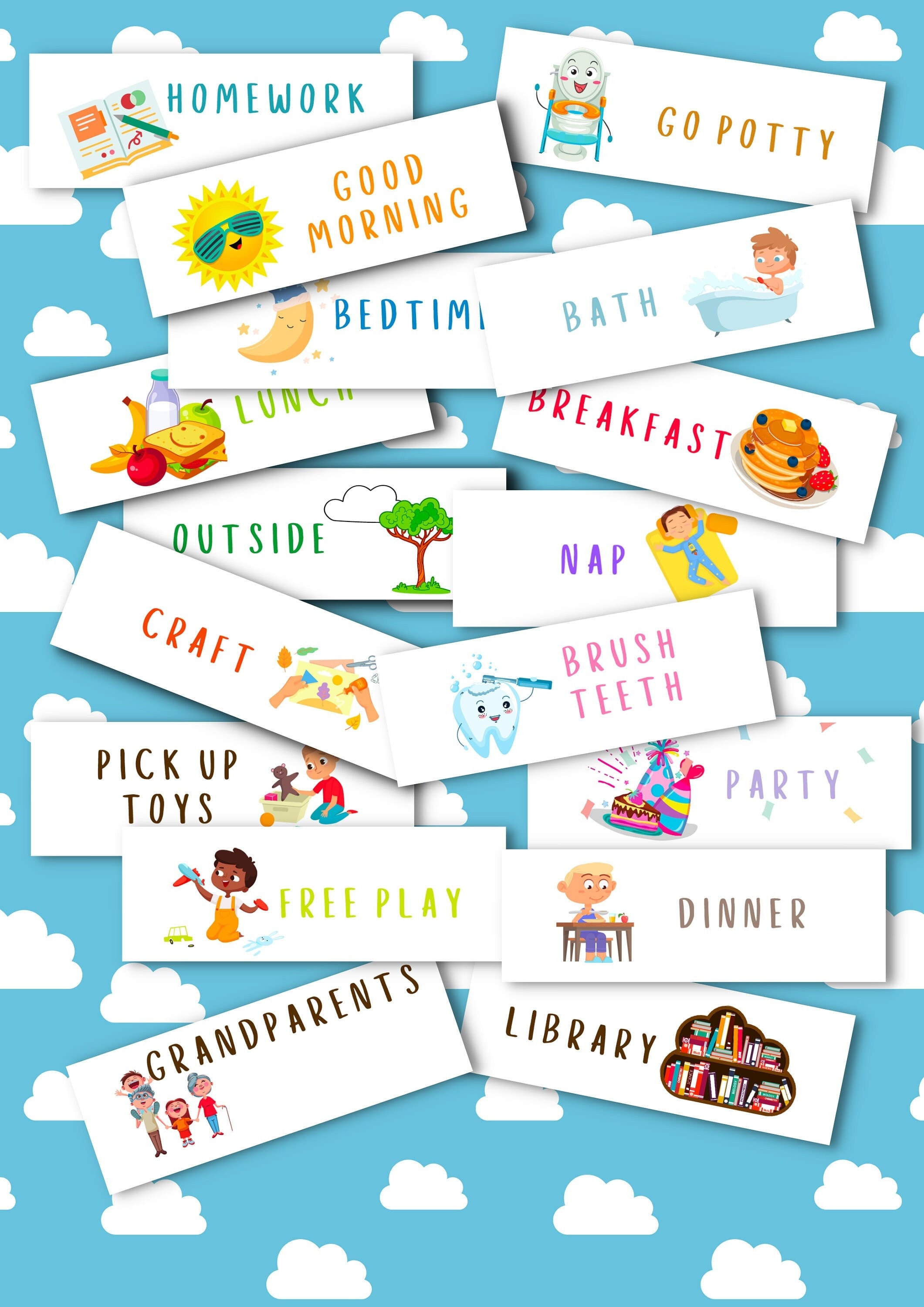 Kids Daily Routine Visual Chart Schedule Download Printable Toddler ...