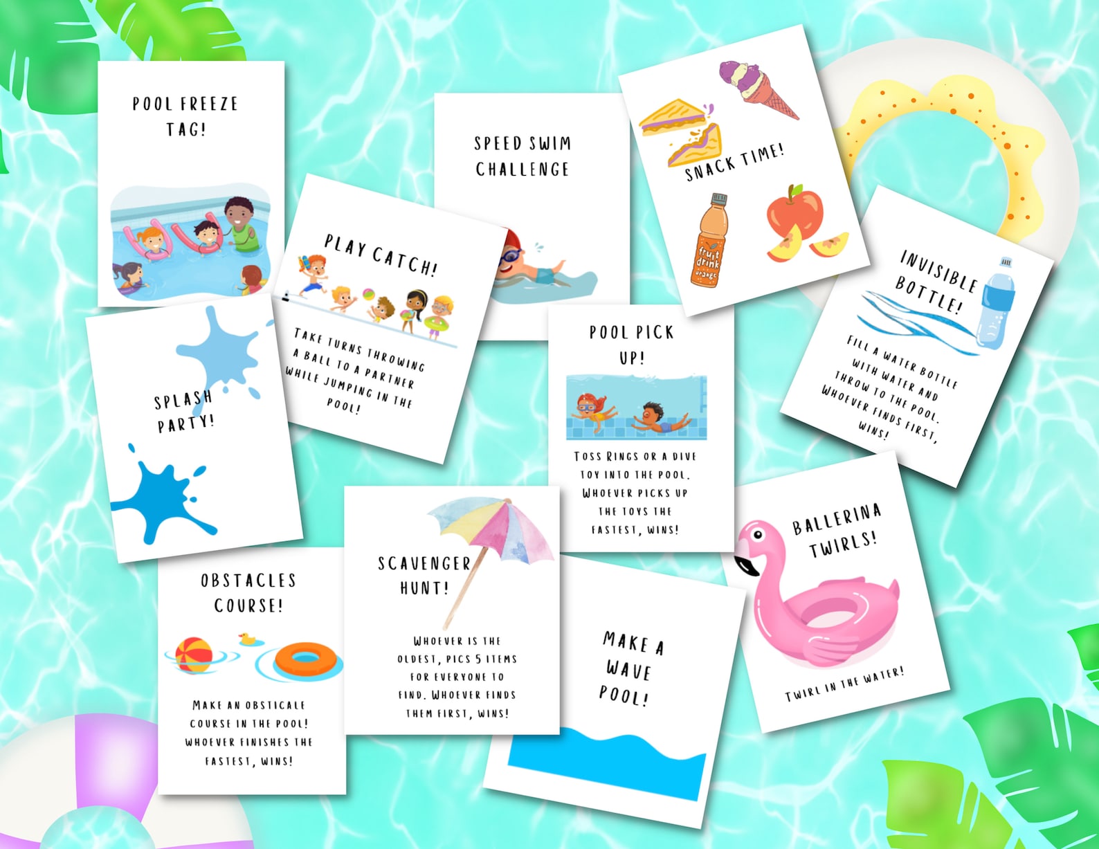 Wild Adventure Cards, Pool Day, Activity Cards Toddler, Kid Pool Day ...