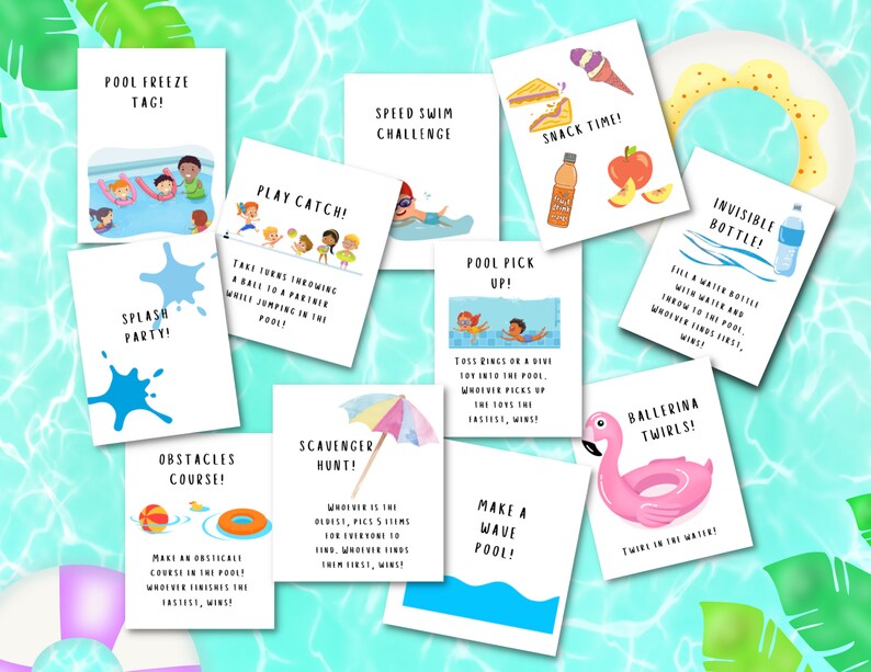 Wild Adventure Cards, Pool Day, Activity Cards Toddler, Kid Pool Day ...