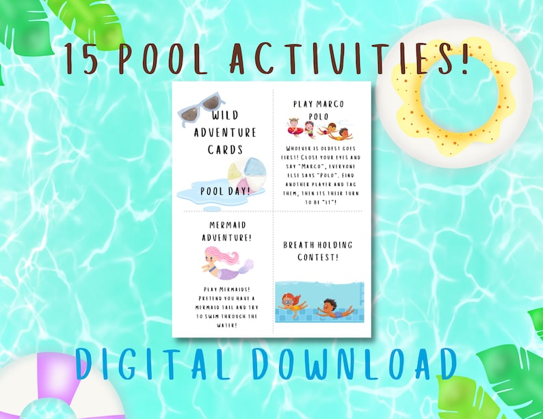 Wild Adventure Cards, Pool Day, Activity Cards Toddler, Kid Pool Day ...
