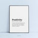 Positivity Definition Printable Wall Art Positive Meaning Poster ...