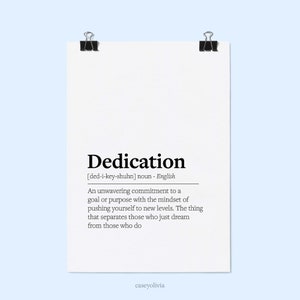 Dedication Definition Wall Art Print Printable Poster - Etsy