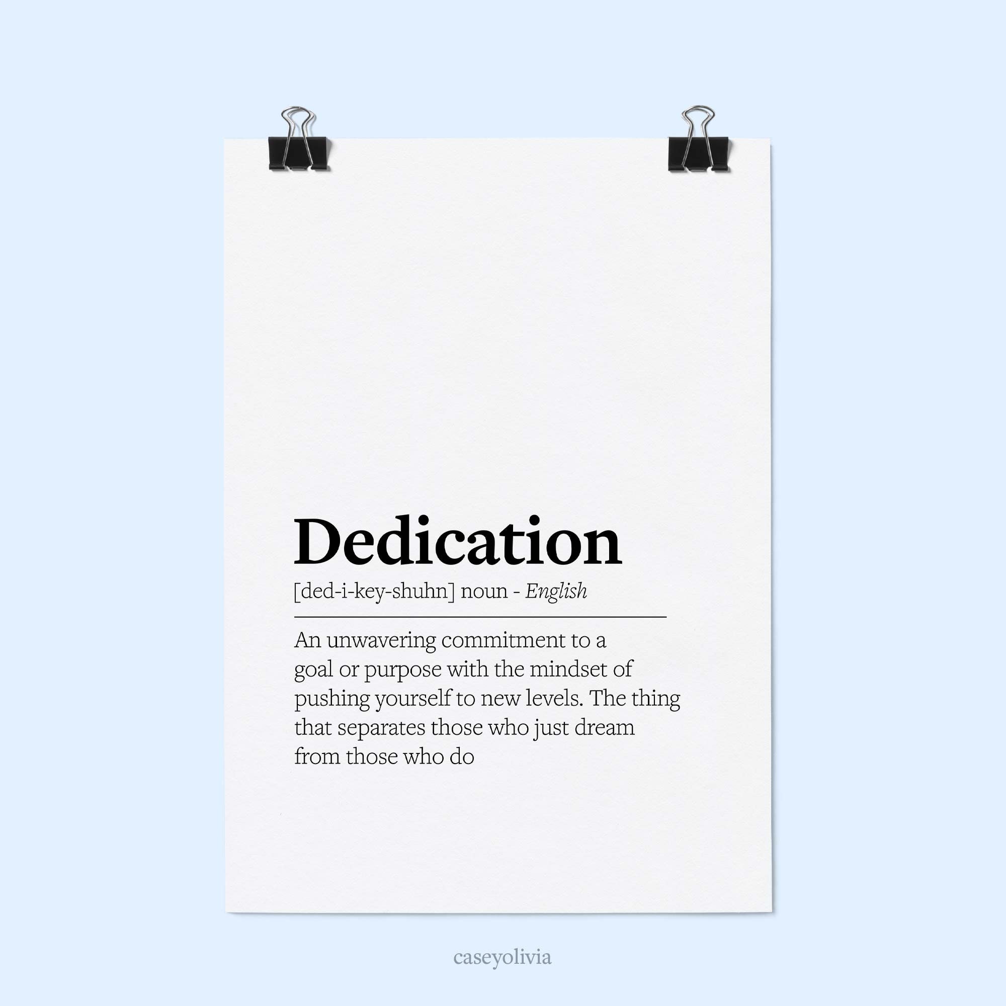 Dedication Definition Wall Art Print Printable Poster - Etsy